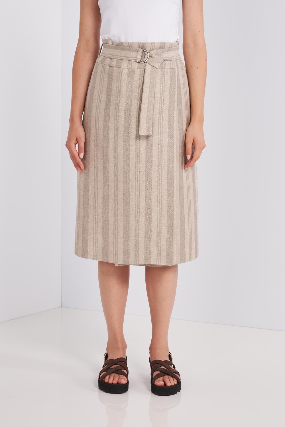 Peserico Knee-length Midi Skirt In Fresh Linen And Cotton With Striped ...